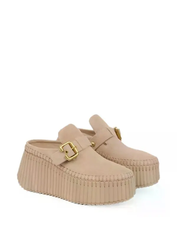 Chloé Nama Wedge Mules - Neutrals
