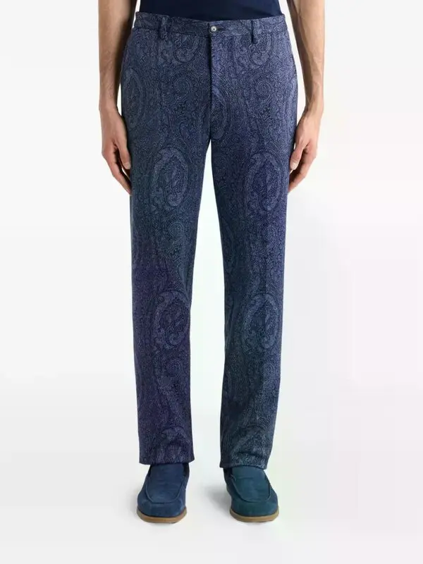 Etro Cotton Jacquard Trousers - Blue