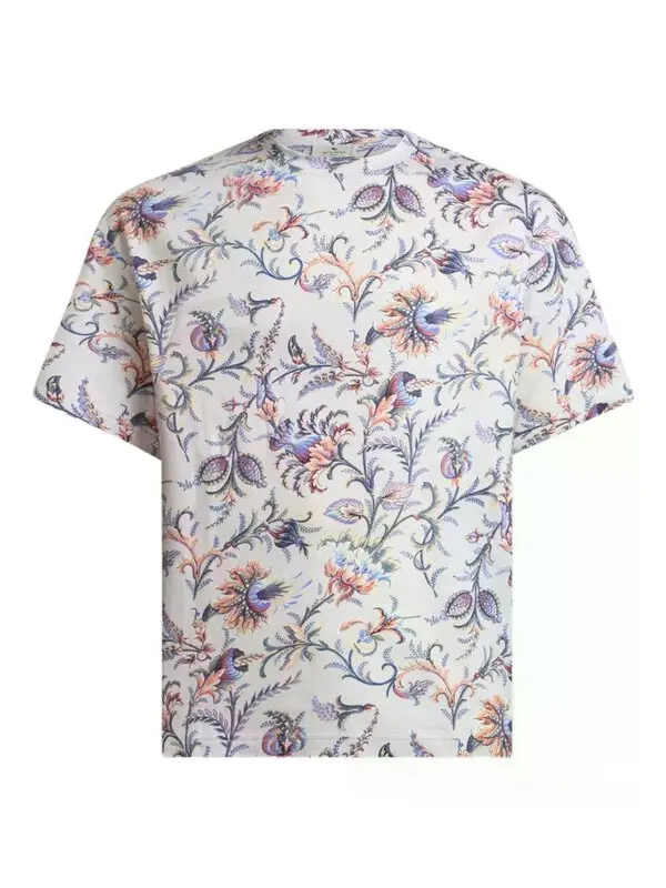Etro Floral-motif Cotton T-shirt - Neutrals