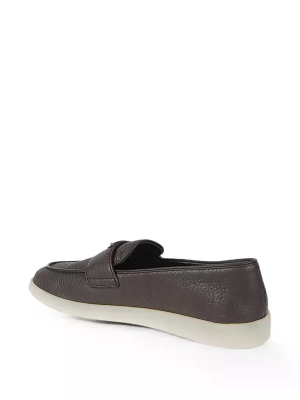 Prada Logo-plaque Pebbled-leather Loafers