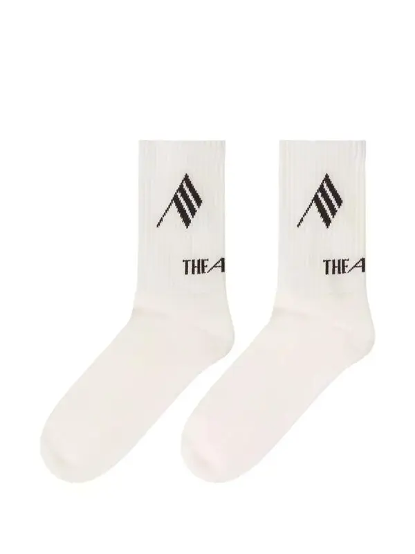 Attico Logo-detail Ribbed-knit Socks - Neutrals