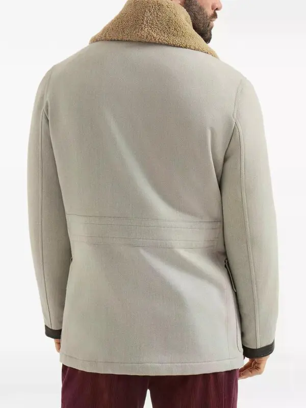 Brunello Cucinelli Wool And Cashmere Cavalry Coat With Thermore® Padding And Shearling Collar