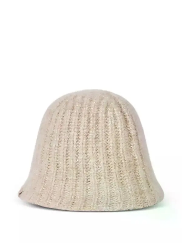 Brunello Cucinelli Cashmere Diamond-yarn Rib-knit Bucket Hat - Neutrals