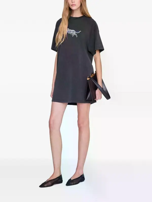 ANINE BING Beth Mini Dress Leopard Washed