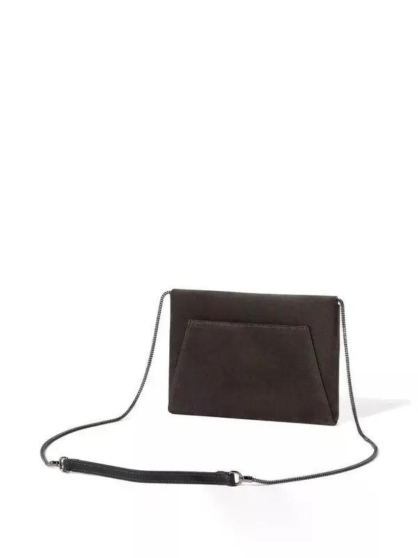 Brunello Cucinelli Duo Pochette In Suede With Precious Chain - Brown