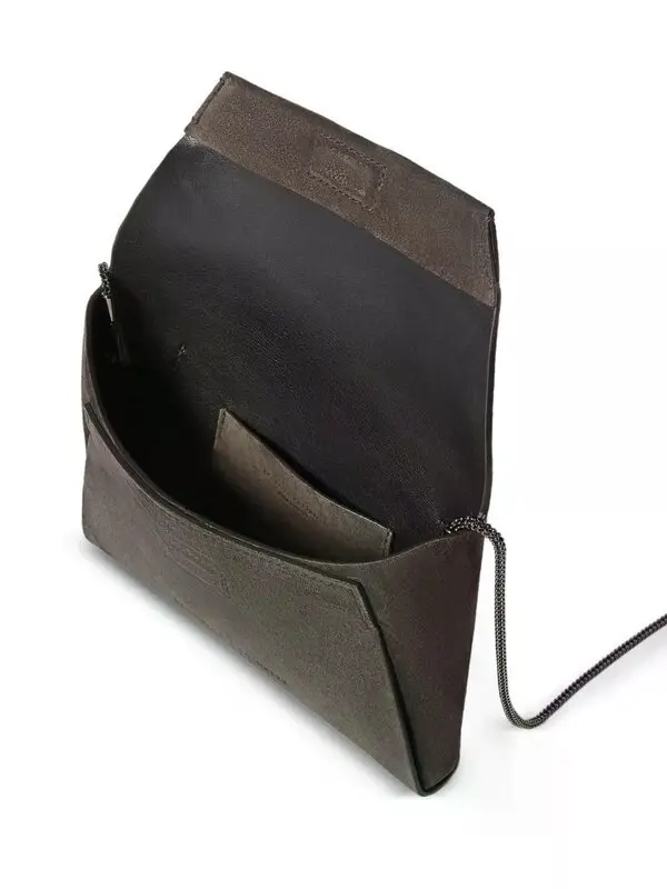 Brunello Cucinelli Duo Pochette In Suede With Precious Chain - Brown