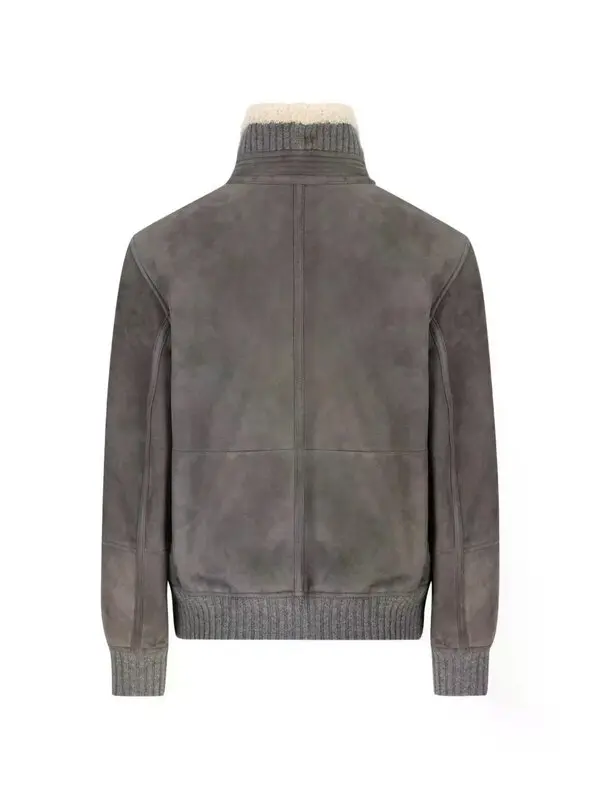 Brunello Cucinelli Shearling-trim Ribbed Jacket