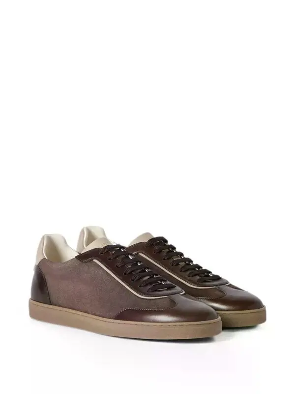 Brunello Cucinelli Suede And Polished Calfskin Sneakers - Brown