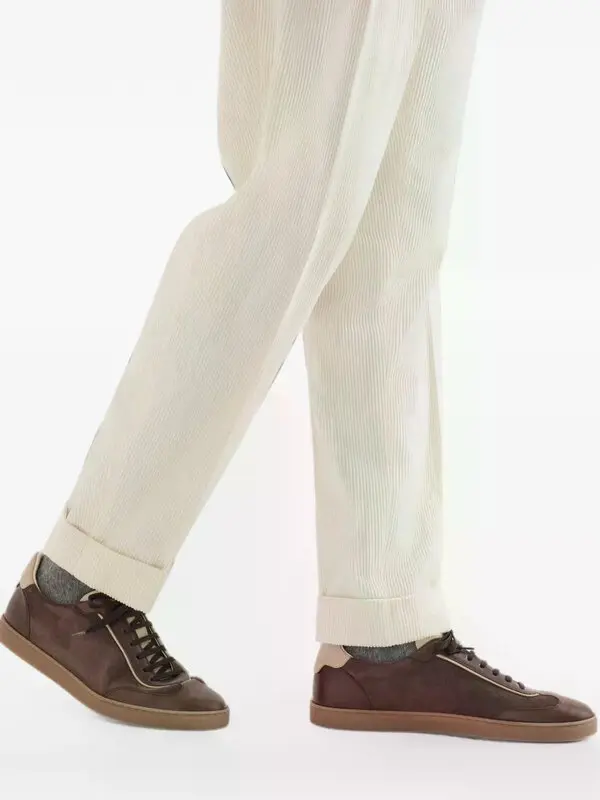 Brunello Cucinelli Suede And Polished Calfskin Sneakers