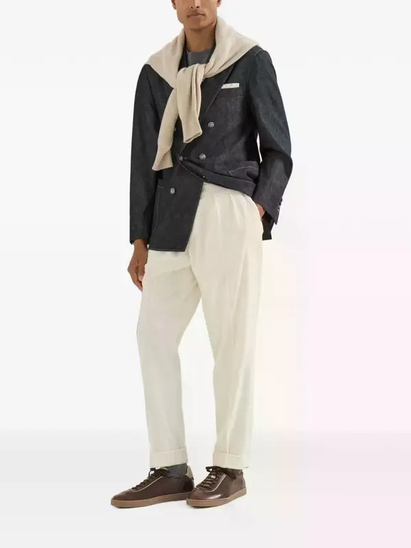 Brunello Cucinelli Suede And Polished Calfskin Sneakers