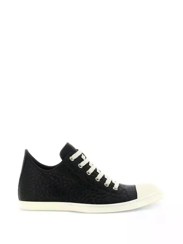 Rick Owens Crocodile-effect Leather Low-top Sneakers - Black