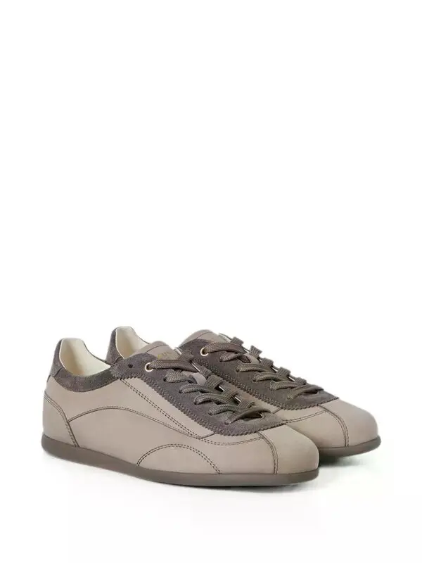 Brunello Cucinelli Nubuck And Suede Sneakers With Slim Outsole - Grey