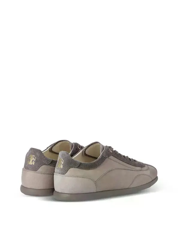 Brunello Cucinelli Nubuck And Suede Sneakers With Slim Outsole - Grey