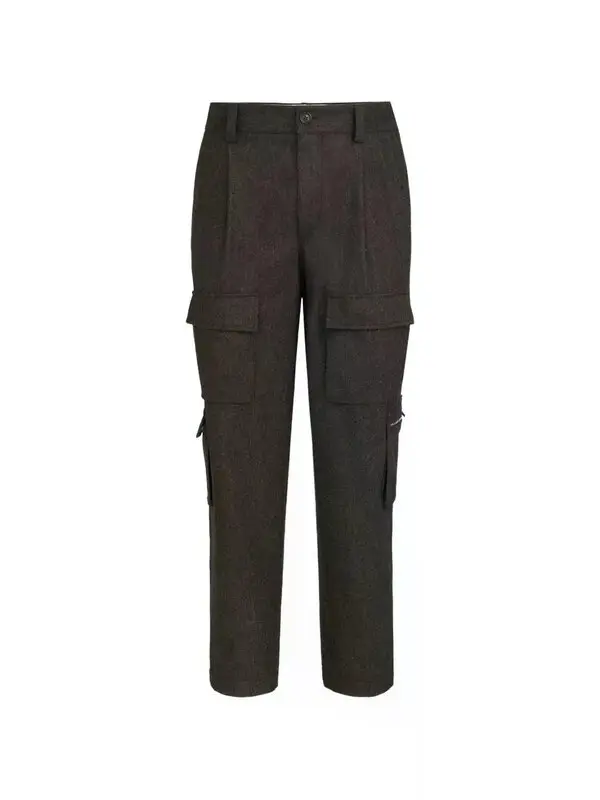 Brunello Cucinelli Virgin Wool Flannel Trousers With Cargo Pockets And Waist Tabs - Brown