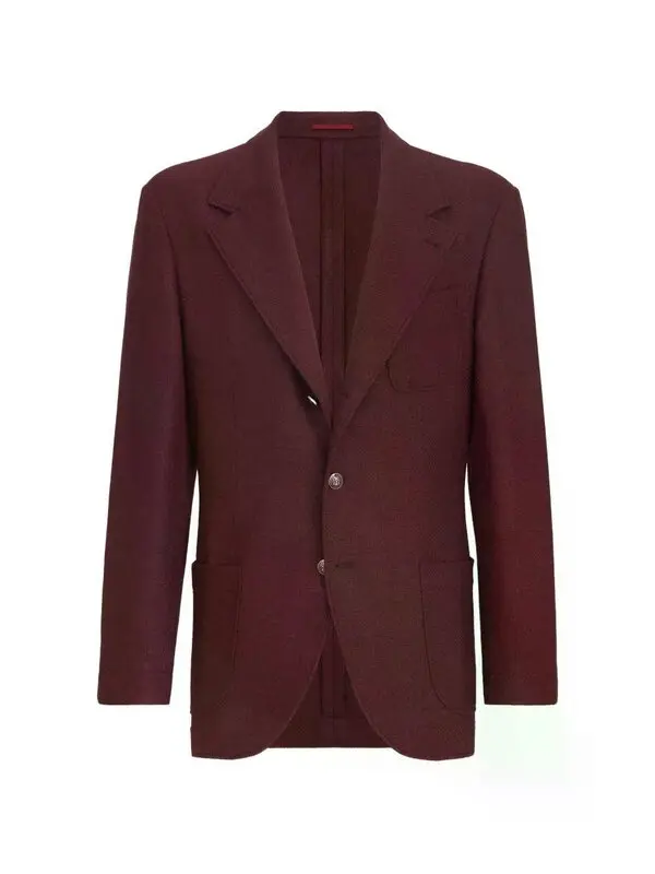 Brunello Cucinelli Cashmere Panama Deconstructed Blazer With Patch Pockets And Metal Buttons - Red