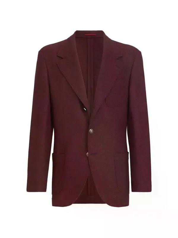 Brunello Cucinelli Cashmere Panama Deconstructed Blazer With Patch Pockets And Metal Buttons - Red