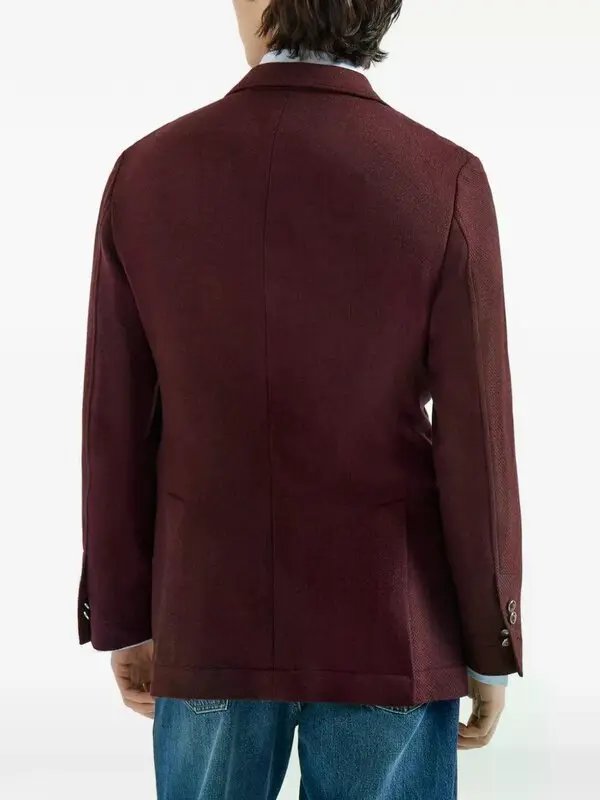Brunello Cucinelli Cashmere Panama Deconstructed Blazer With Patch Pockets And Metal Buttons - Red