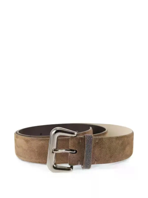Brunello Cucinelli Jewelled Suede Belt - Neutrals