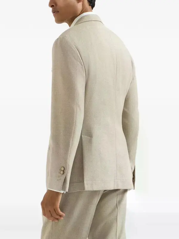 Brunello Cucinelli Mouliné Virgin Wool Twill Deconstructed Blazer With Large Peak Lapels