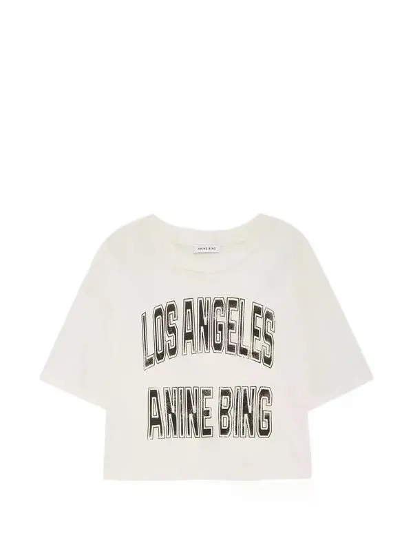ANINE BING Johnny Cropped T-shirt Cream - White