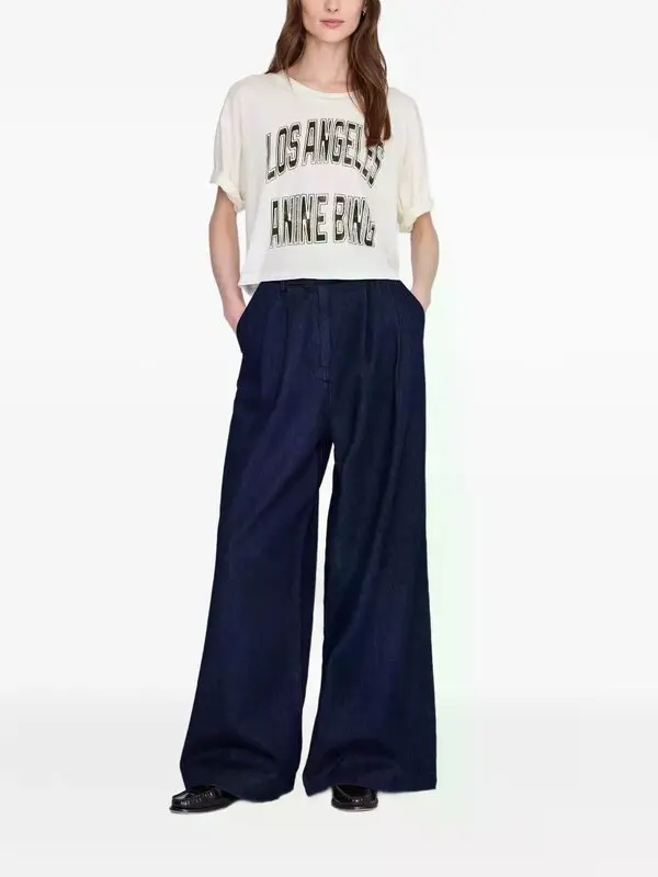 ANINE BING Johnny Cropped T-shirt Cream