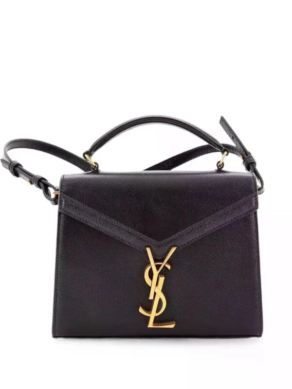 Saint Laurent Cassandra Top Handle Bag Leather Mini Shoulder Bag - Black