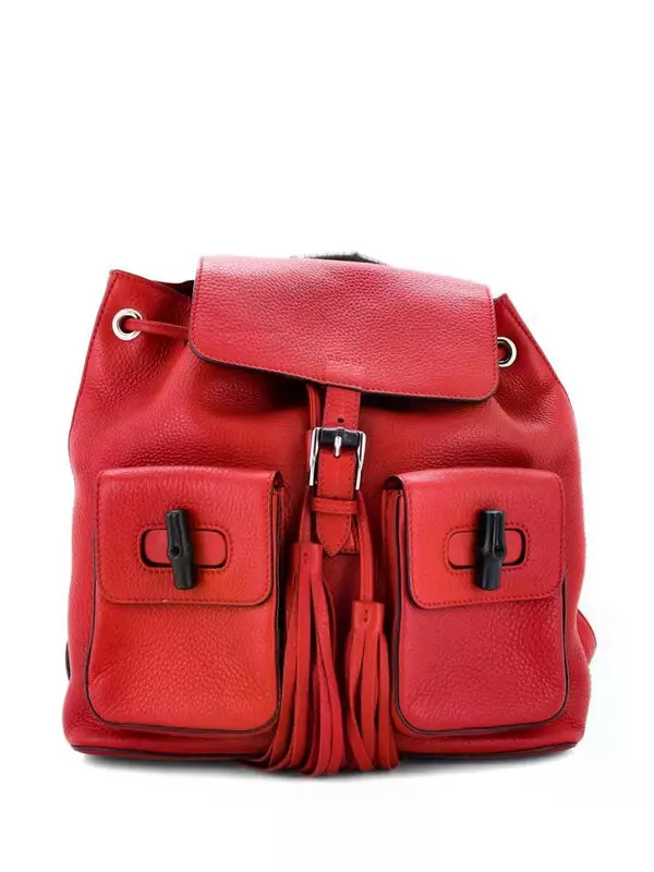 Gucci Bamboo Tassel Leather Medium Backpack - Red
