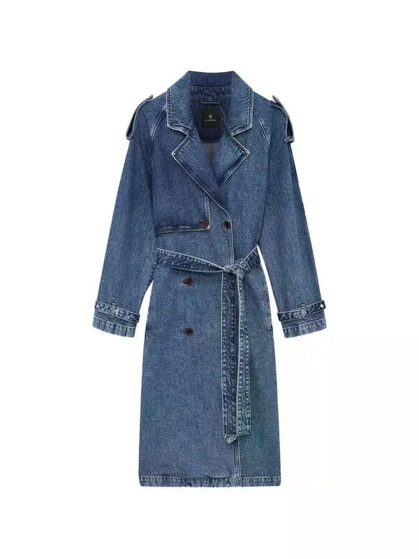 ANINE BING Rickie Maxi Trench Cabana - Blue