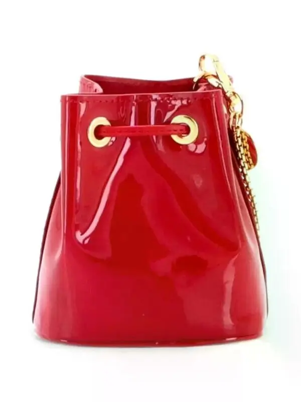 Prada Triangle Logo Drawstring Pouch Patent Mini Bucket Bag