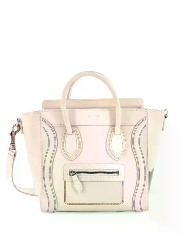 Celine Luggage Bag Smooth Leather Nano Crossbody Bag - White