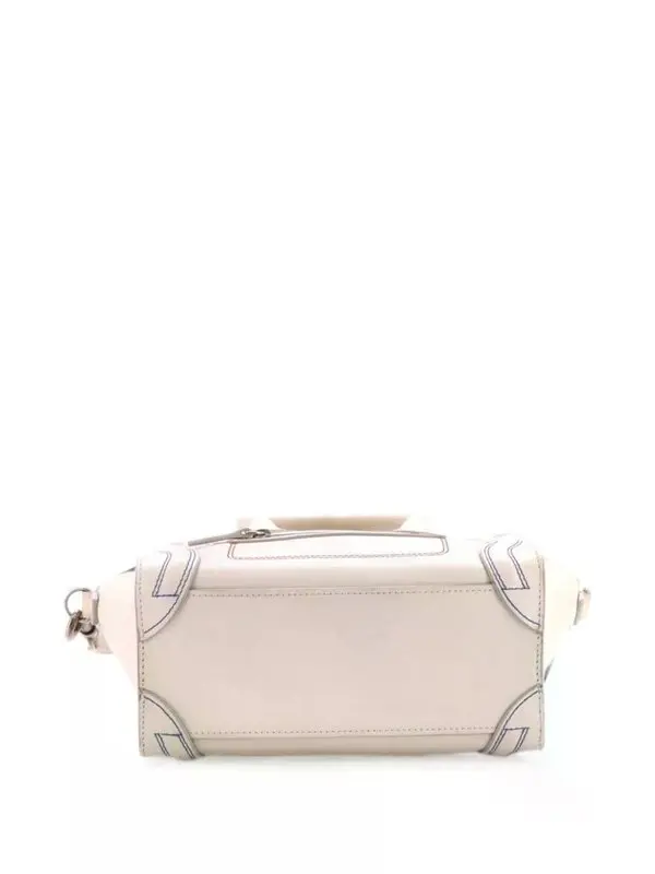 Celine Luggage Bag Smooth Leather Nano Crossbody Bag - White