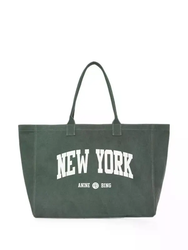 ANINE BING Leo Canvas Tote New York University Cilantro - Green