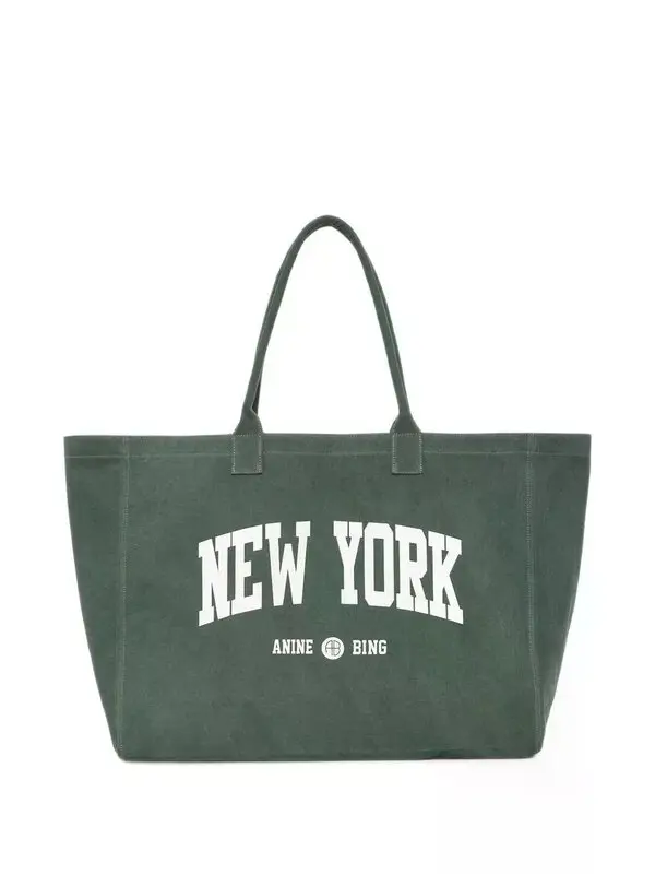 ANINE BING Leo Canvas Tote - Green