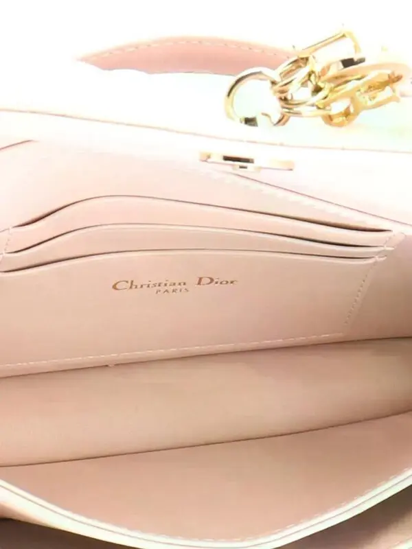 Dior My Top Handle Flap Bag Cannage Quilt Lambskin Mini Crossbody Bag - Pink