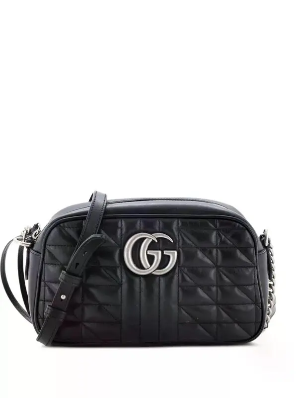 Gucci Gg Marmont Shoulder Bag In Mixed Matelassé Leather - Black