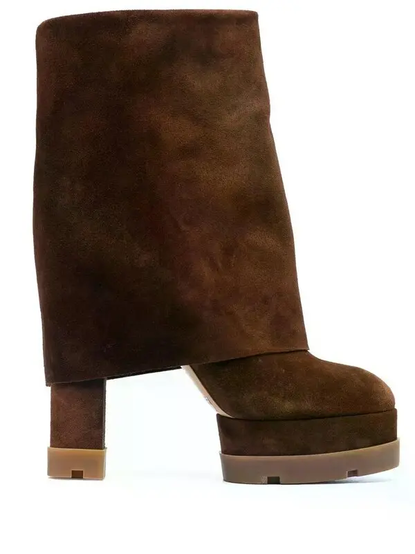 Casadei 150mm Platform Suede Boots - Brown