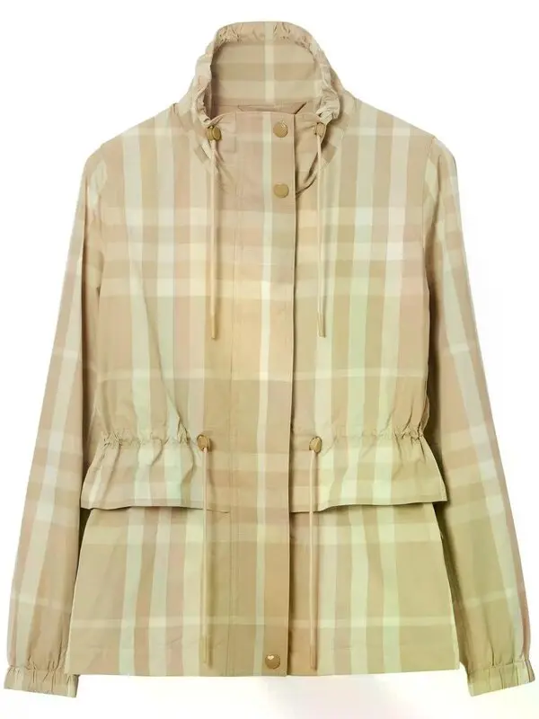 Burberry Funnel-neck Check Jacket - Neutrals