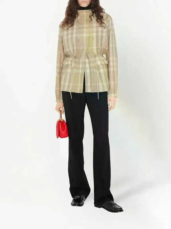Burberry Funnel-neck Check Jacket