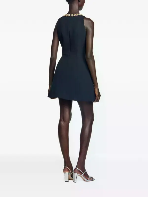Sandro Embellished Neck Sleeveless Mini Dress - Black