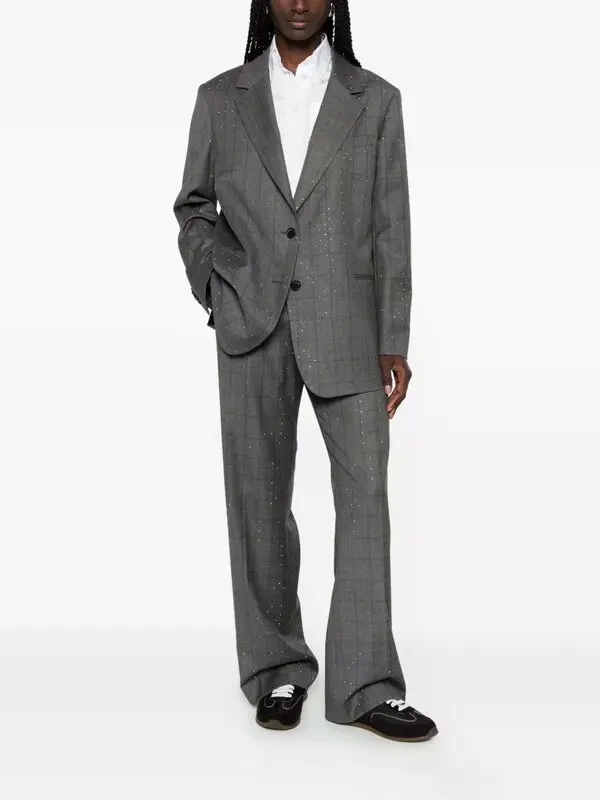 Sandro Crystal-embellished Checked Blazer - Grey