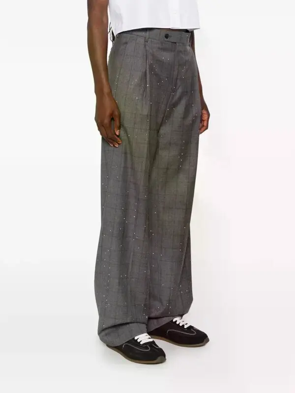 Sandro Rhinestone-embellished Checked Trousers