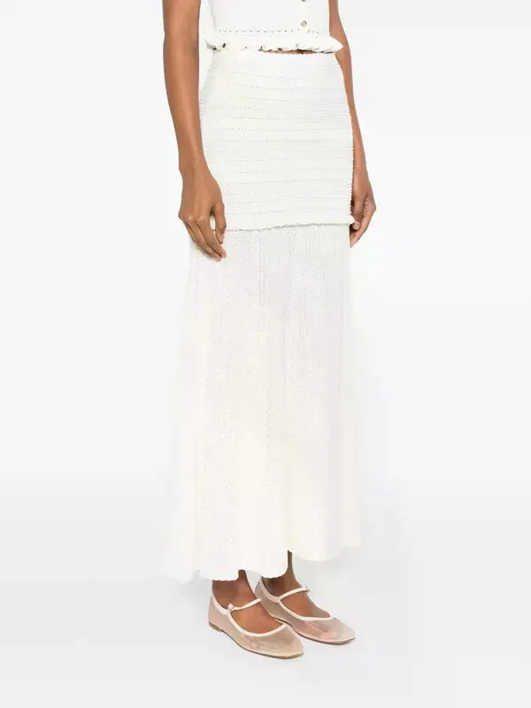 Sandro Pointelle-knit Ruffled Midi Skirt