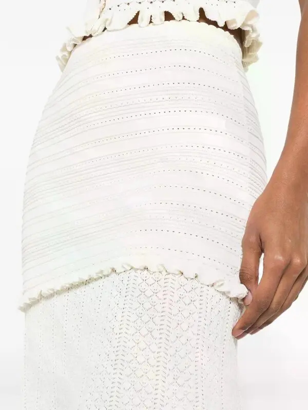 Sandro Pointelle-knit Ruffled Midi Skirt