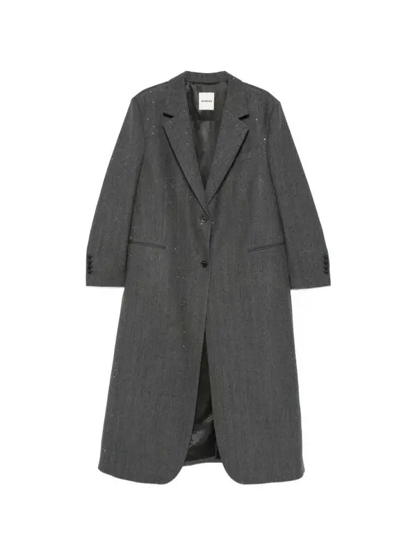 Sandro Rhinestone-embellished Herringbone Coat - Grey