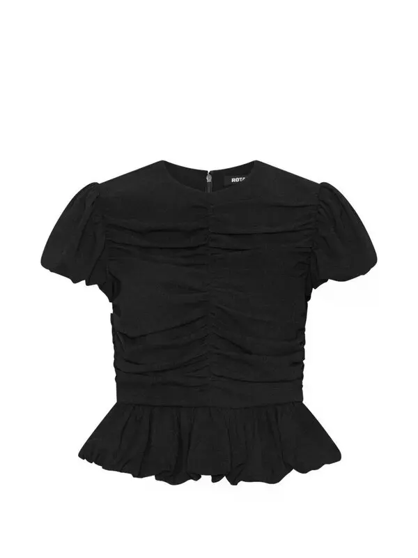 ROTATE BY BIRGER CHRISTENSEN Ruched Puff-sleeve Top - Black