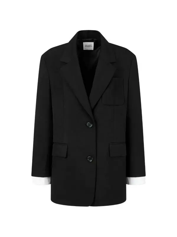 STUDIO TOMBOY Layered-sleeve Single-breasted Blazer - Black