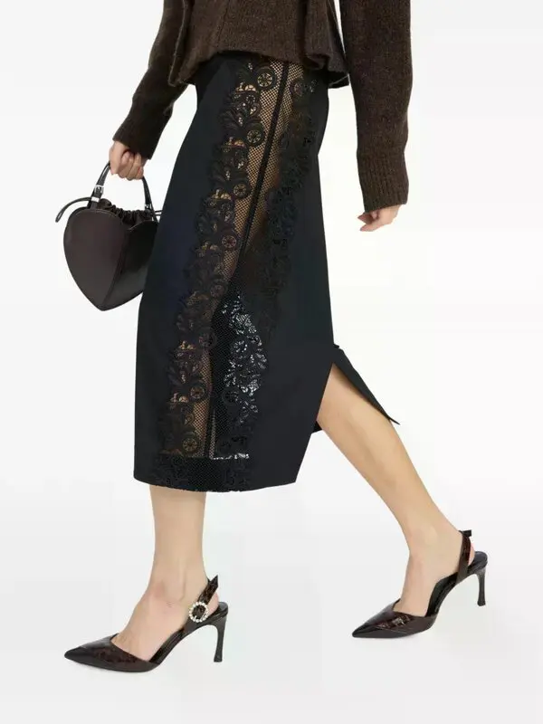 ROTATE BY BIRGER CHRISTENSEN Lace-inserted Pencil Skirt