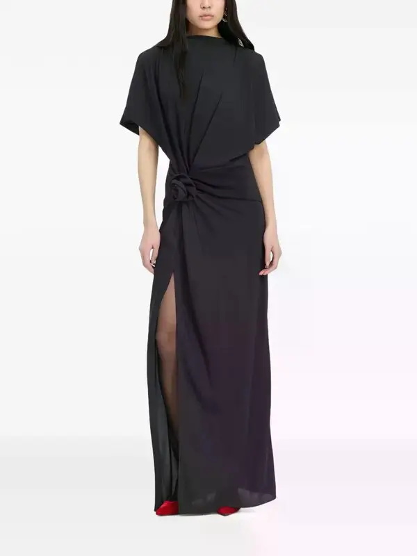 ROTATE BY BIRGER CHRISTENSEN Maxi Dress With Draping And Rose Detail