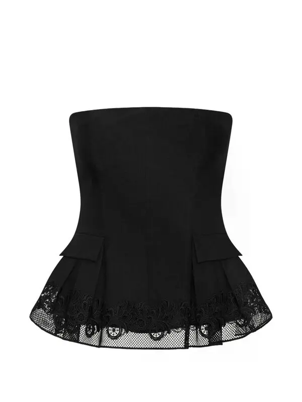 ROTATE BY BIRGER CHRISTENSEN Peplum Bustier Top - Black