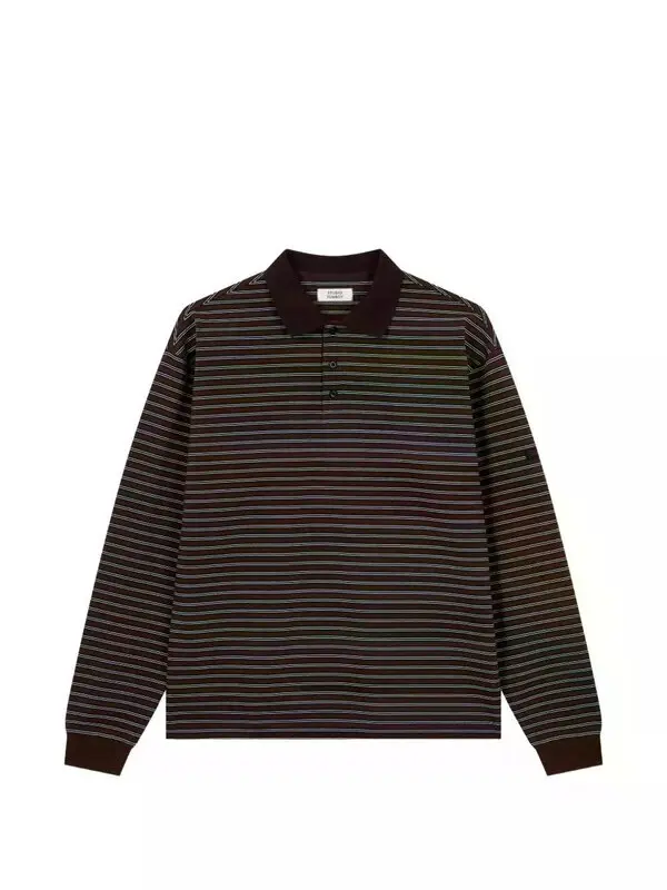 STUDIO TOMBOY Striped Long-sleeve Polo Shirt - Brown